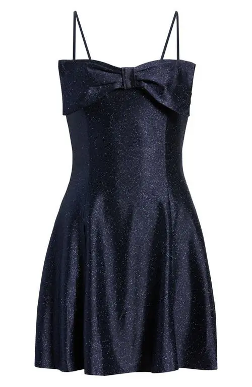 EMERALD SUNDAE Glitter Bow Front Sleeveless Mini Dress