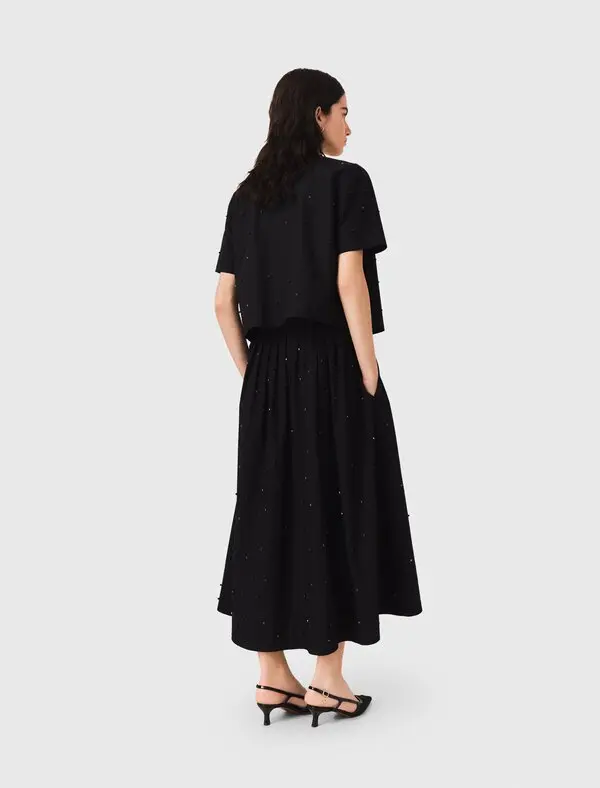 Maje Long Beaded And Rhinestone Skirt