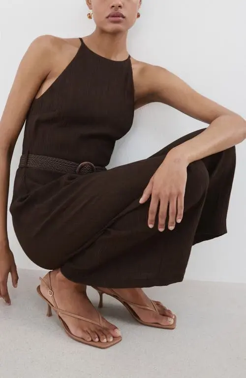 Mango Sleeveless Belted Crop Jumpsuit