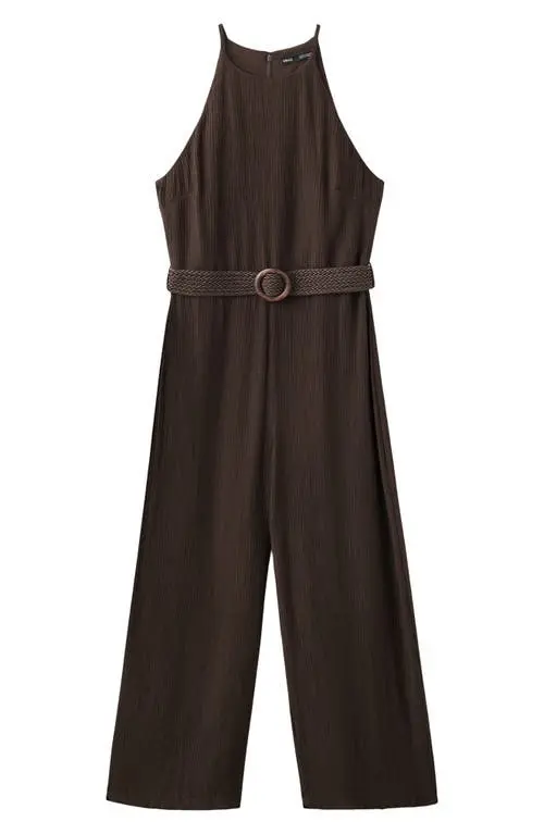 Mango Sleeveless Belted Crop Jumpsuit