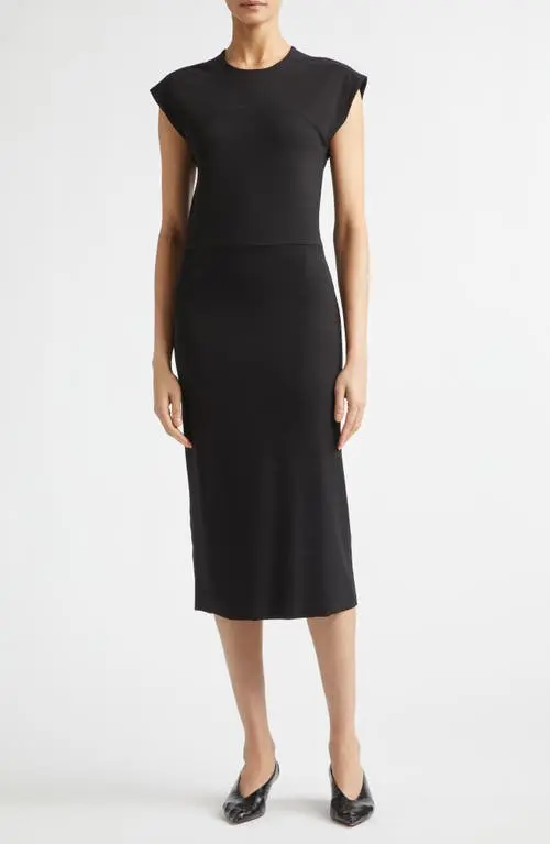 JIL SANDER Back Slit Midi Dress - Black