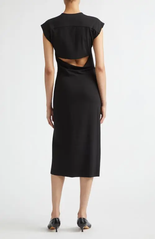 JIL SANDER Cap Sleeve Midi Dress With Back Slit