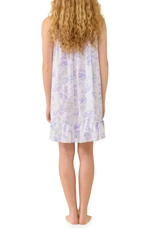 Eileen West Floral Sleeveless Cotton Chemise With Lace Trim