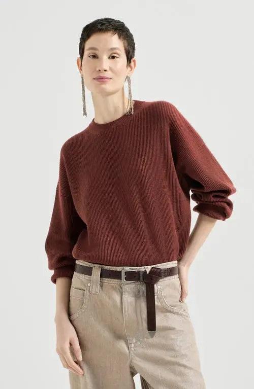 Brunello Cucinelli Sparkling Cashmere English Rib Sweater