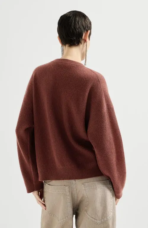 Brunello Cucinelli Sparkling Cashmere English Rib Sweater
