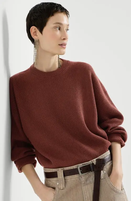 Brunello Cucinelli Sparkling Cashmere English Rib Sweater