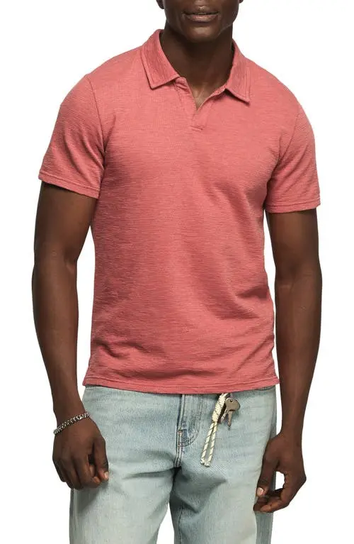 Lucky Brand Johnny Collar Slub Jacquard Polo - Cowhide