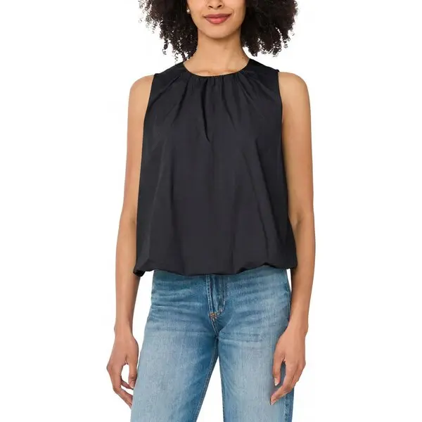 CECE DUPRAZ Cotton Poplin Bubble Top - Black