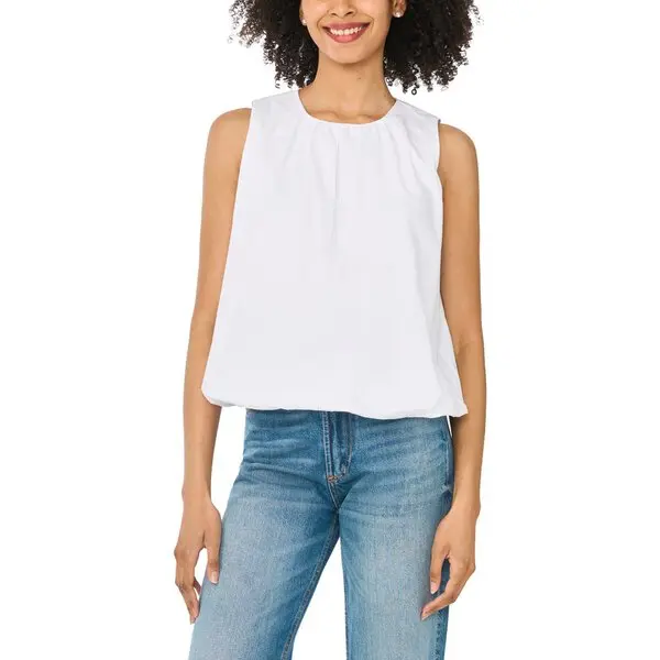 CECE DUPRAZ Cotton Poplin Bubble Top - White