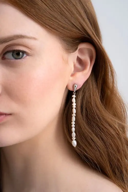 ZYNNIA COLLECTIVE Dew Pearl Strand Earrings