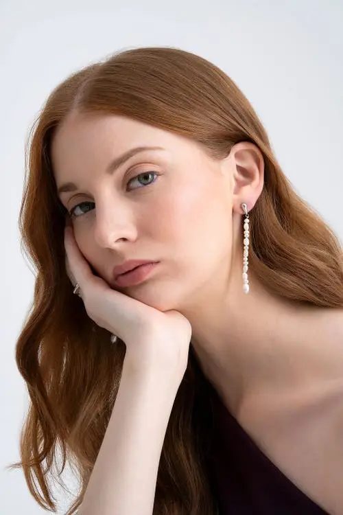 ZYNNIA COLLECTIVE Dew Pearl Strand Earrings