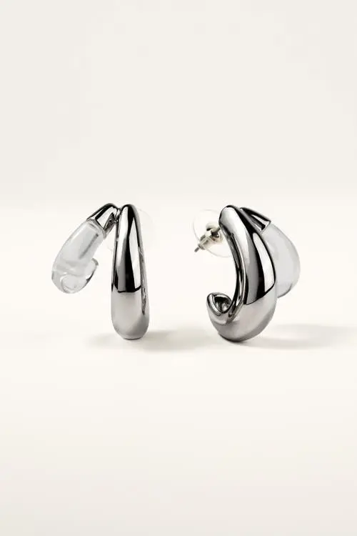 ZYNNIA COLLECTIVE Double Take Hoops - Silver