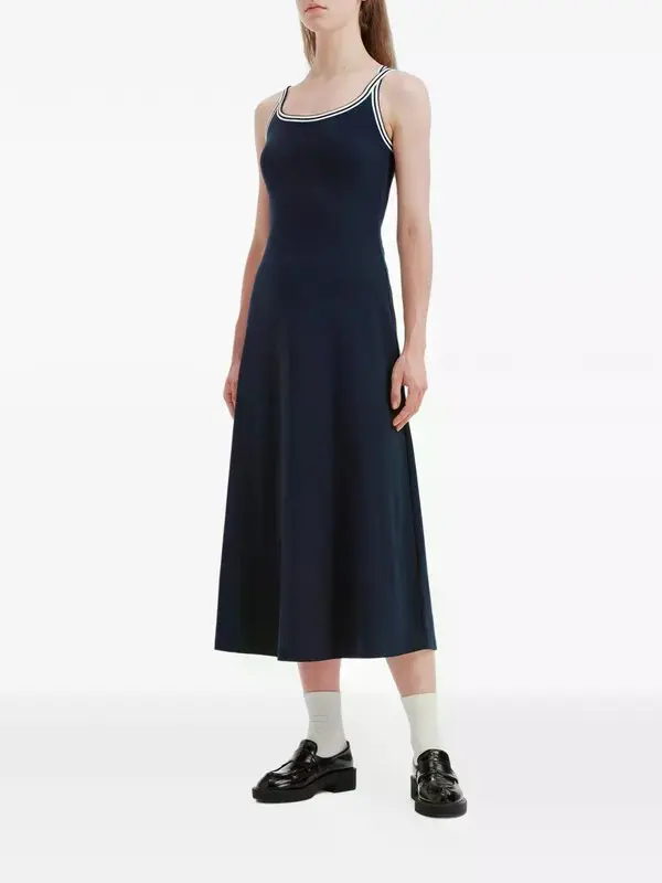B+AB Contrast-trim Crossover-strap Midi Dress