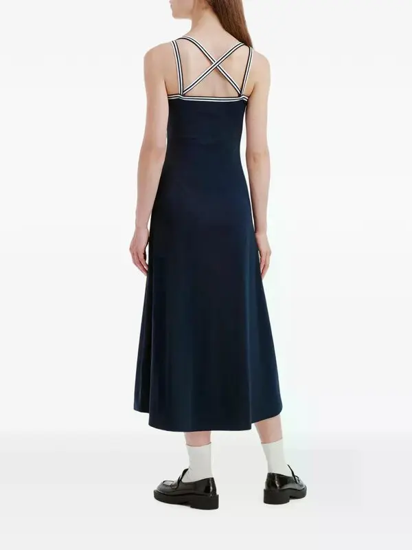 B+AB Contrast-trim Crossover-strap Midi Dress