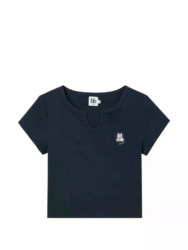 B+AB Cat-patch T-shirt - Blue