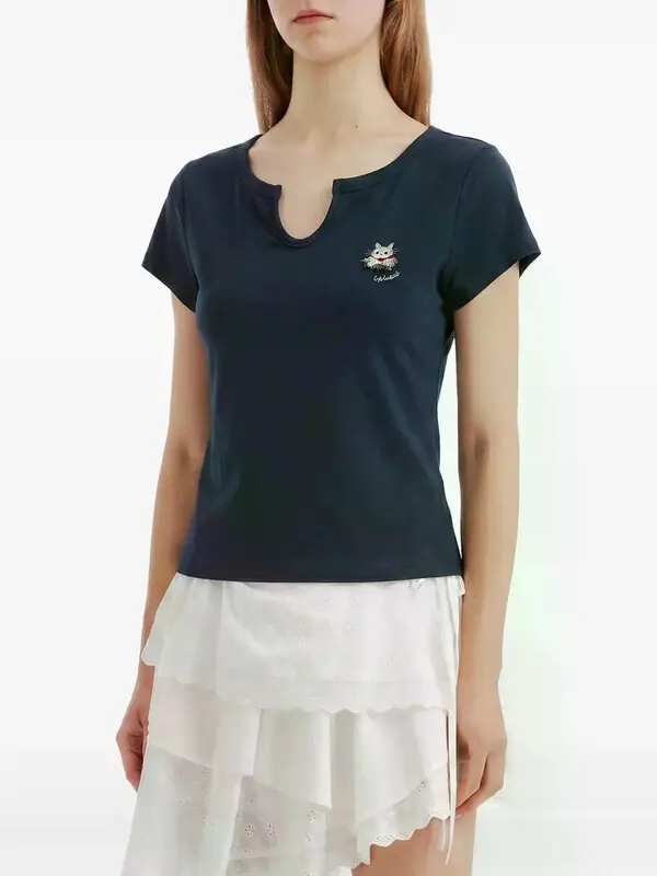 B+AB Cat-patch T-shirt - Blue