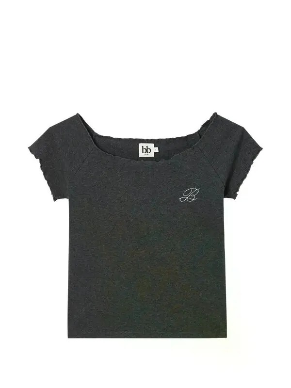 B+AB Lettuce Trim Rhinestone-embellished T-shirt - Grey