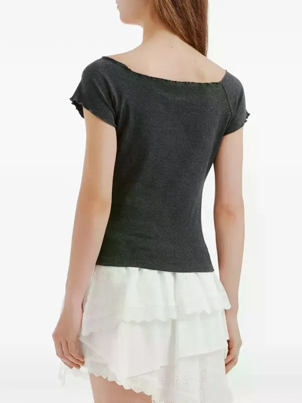 B+AB Lettuce Trim Rhinestone-embellished T-shirt - Grey