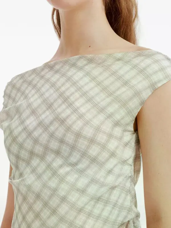 B+AB Check Pattern Ruffled Top