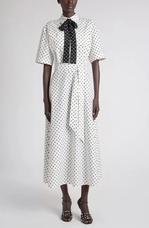 Valentino Garavani Polka Dot Cotton Poplin Shirtdress - White/black