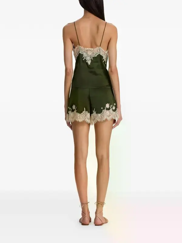 Alice + Olivia Lace-trimmed Satin Slip Top