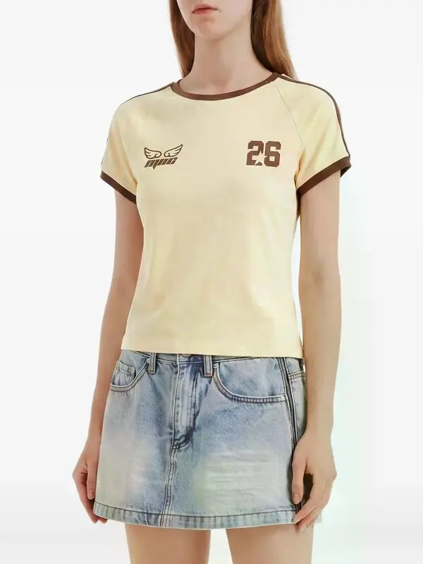 MINI CREAM Contrast-trim Raglan Sleeve T-shirt