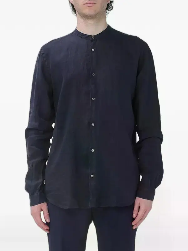 BROOKSFIELD Mandarin-collar Linen Shirt
