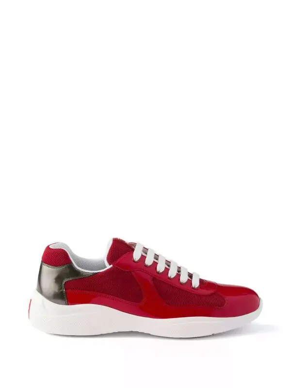 Prada America's Cup Patent Leather And Technical Fabric Sneakers - Red