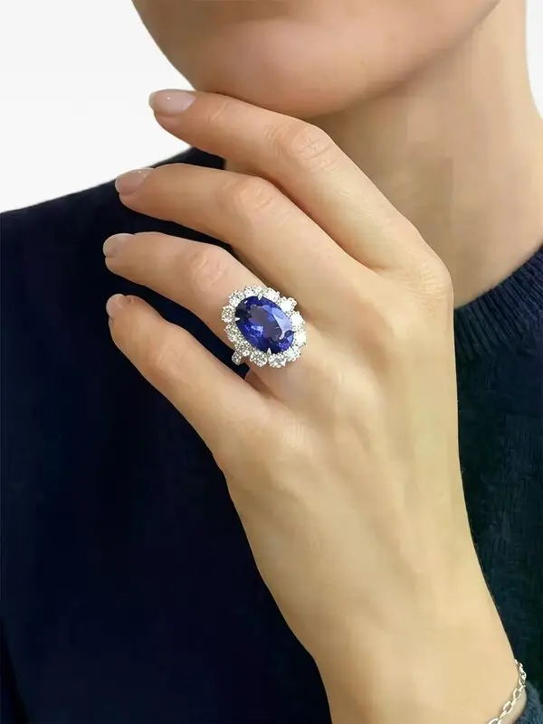 HYT JEWELRY Tanzanite And Diamond Ring In 18k White Gold