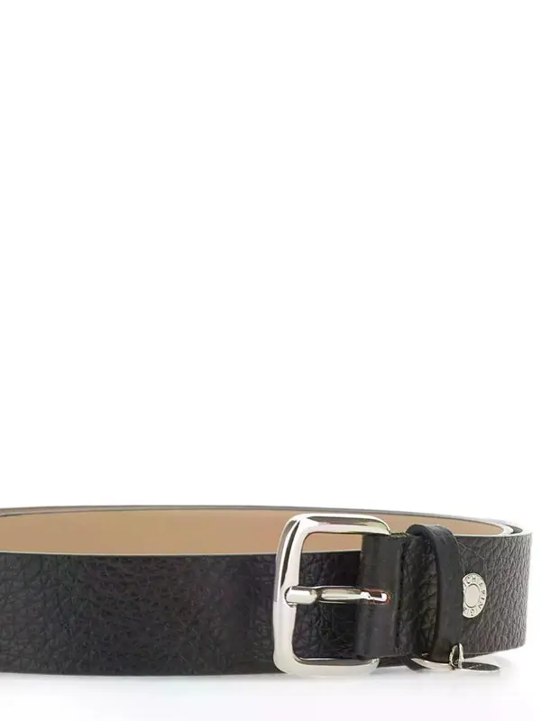 GIANNI CHIARINI Grained Calf Leather Belt With Logo Charm - Black