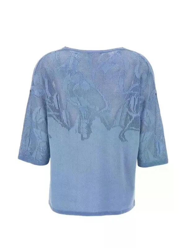 KANGRA Openwork Detail Three-quarter Sleeve Sweater