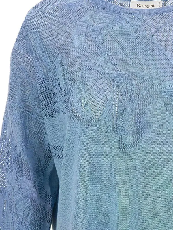 KANGRA Openwork Detail Three-quarter Sleeve Sweater