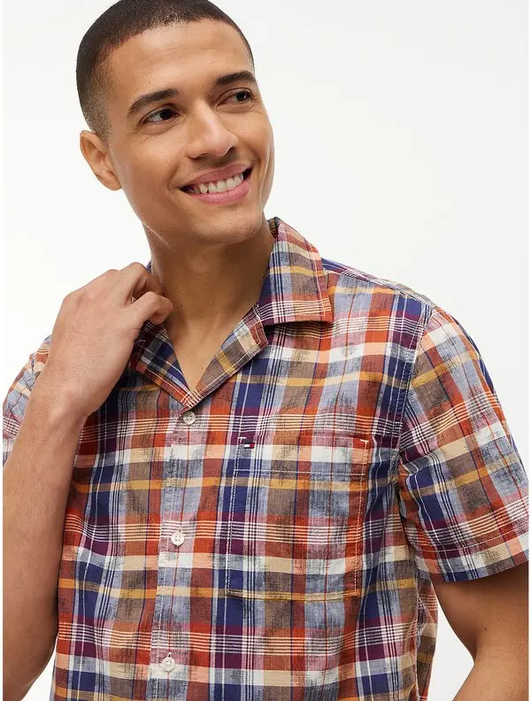 Tommy Hilfiger Regular Fit Ikat Plaid Camp Shirt