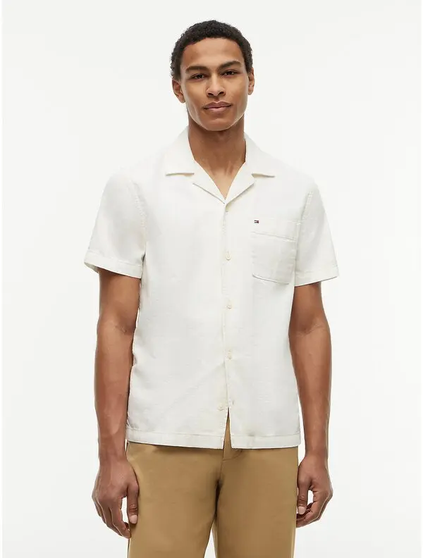 Tommy Hilfiger Regular Fit Denim Camp Shirt - Ecru