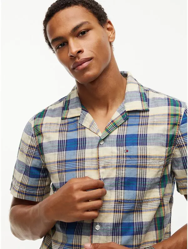 Tommy Hilfiger Regular Fit Ikat Plaid Camp Shirt
