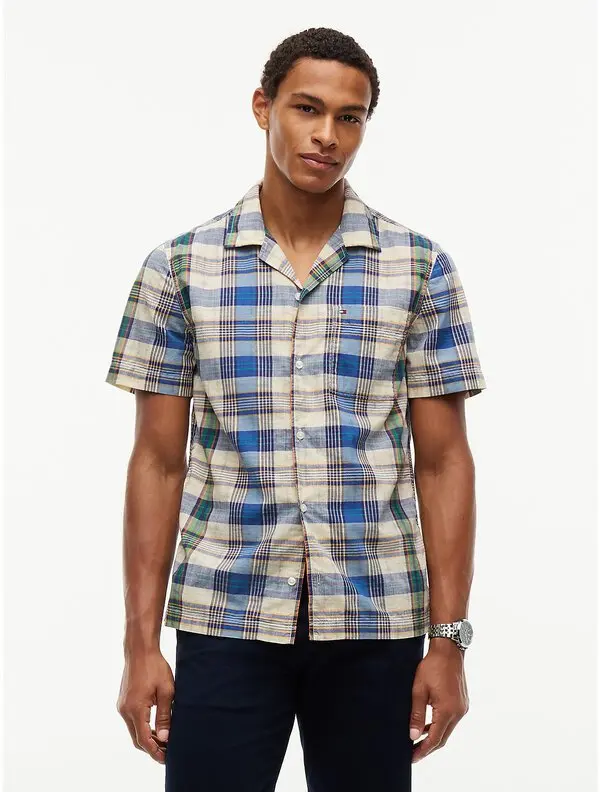 Tommy Hilfiger Regular Fit Ikat Plaid Camp Shirt