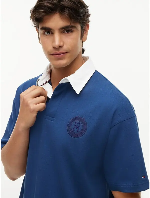 Tommy Hilfiger Classic Fit Circle Logo Rugby Polo - Indigo Blue