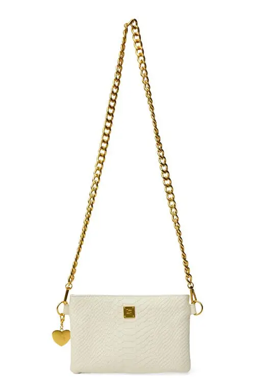 THINK ROYLN Quilted Leather Crossbody Bag With Chain Strap - Cream Python Leather