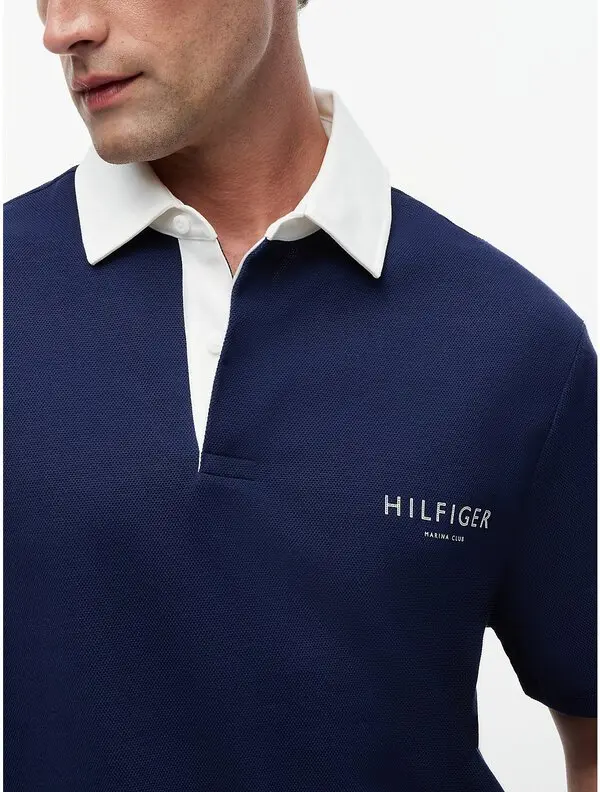 Tommy Hilfiger Classic Fit Wicking Rugby Polo - Light Navy