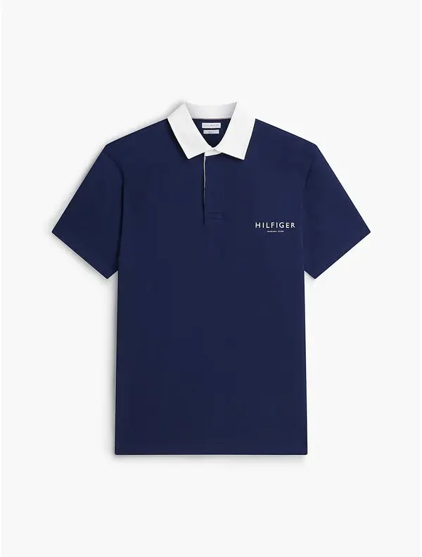 Tommy Hilfiger Classic Fit Wicking Rugby Polo - Light Navy