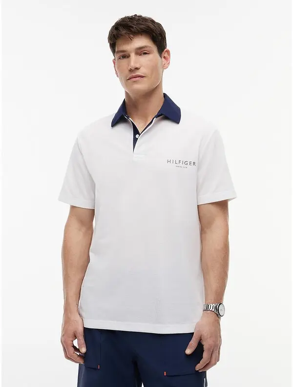 Tommy Hilfiger Classic Fit Wicking Rugby Polo - White