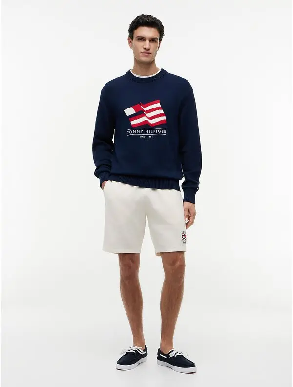 Tommy Hilfiger Relaxed Wavy Flag Logo Crewneck Sweater