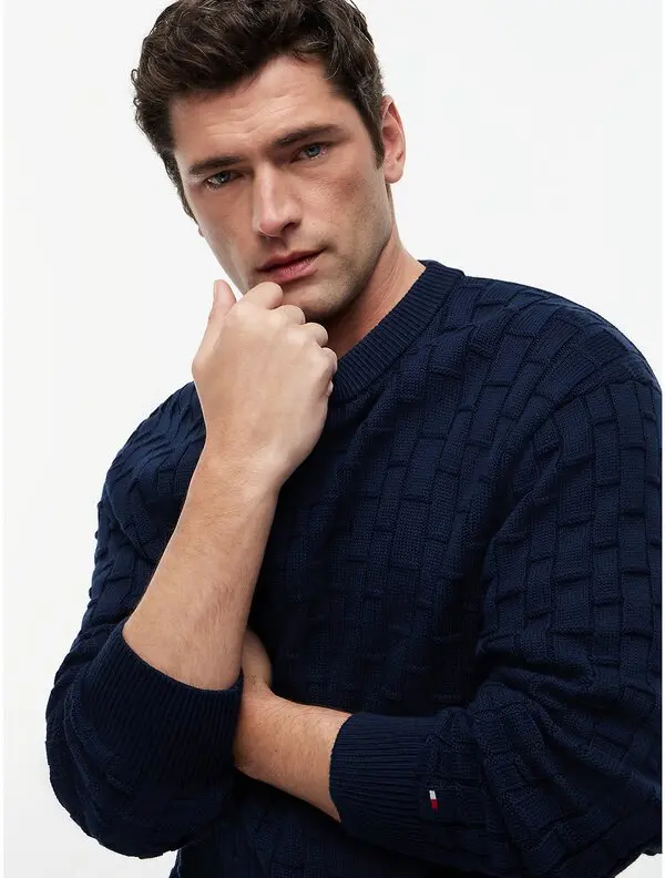 Tommy Hilfiger Relaxed Fit Textured Rib-knit Crewneck Sweater