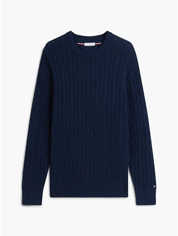 Tommy Hilfiger Relaxed Fit Textured Rib-knit Crewneck Sweater