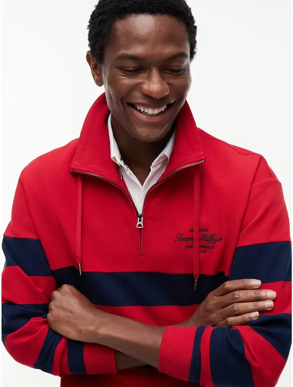 Tommy Hilfiger Breton Stripe Quarter-zip Sweatshirt