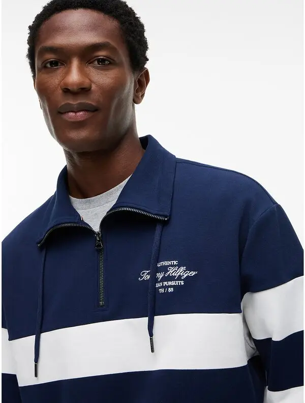 Tommy Hilfiger Breton Stripe Quarter-zip Sweatshirt