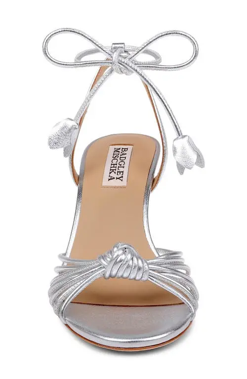 Badgley Mischka Yelena Ankle Wrap Sandal - Silver Metallic