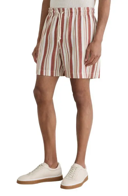 REISS Mararani Stripe Drawstring Shorts - Red/stone