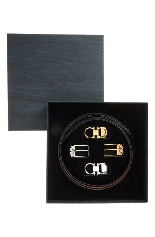 FERRAGAMO Set Of 3 Reversible Leather Belts With Interchangeable Buckles