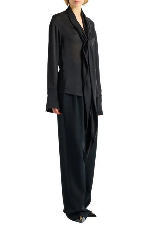 Balmain Silk Shirt With Tie Collar